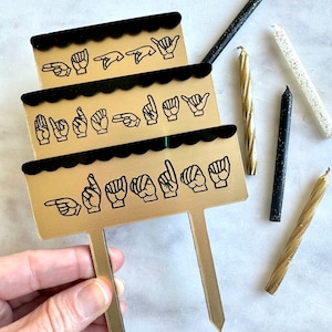 Personalized Sign Language Cake Topper / ASL Happy Birthday Cake Topper ...