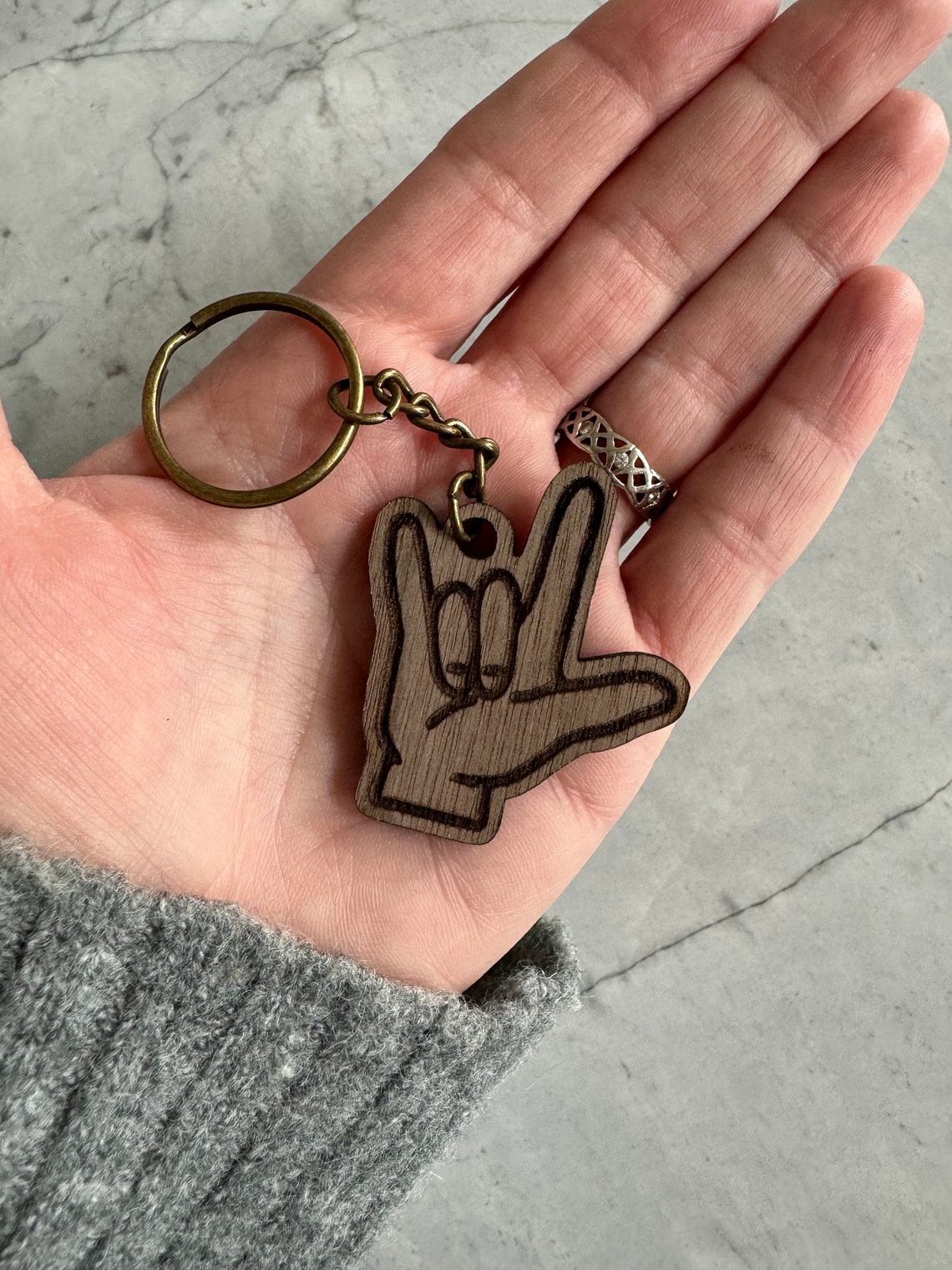 ASL I Love You Keychain / Sign Language Gift / Sign Language ILY Key ...