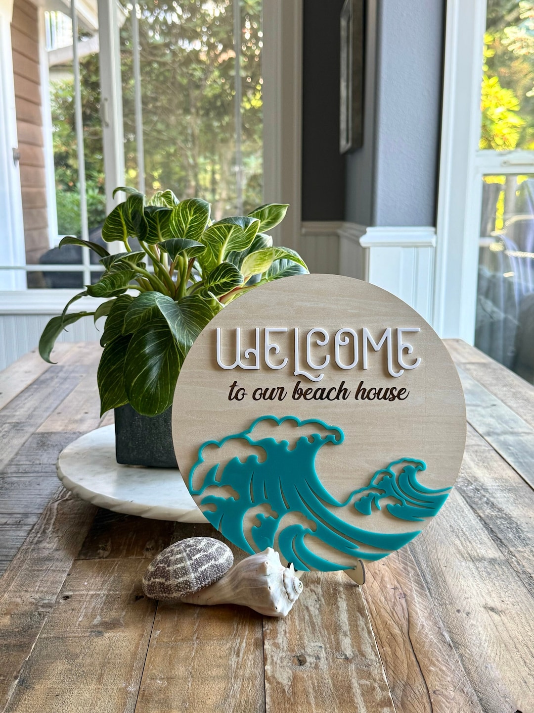 Beach House Welcome Sign / Ocean Wave Door Sign / Coastal Decor / Beach ...