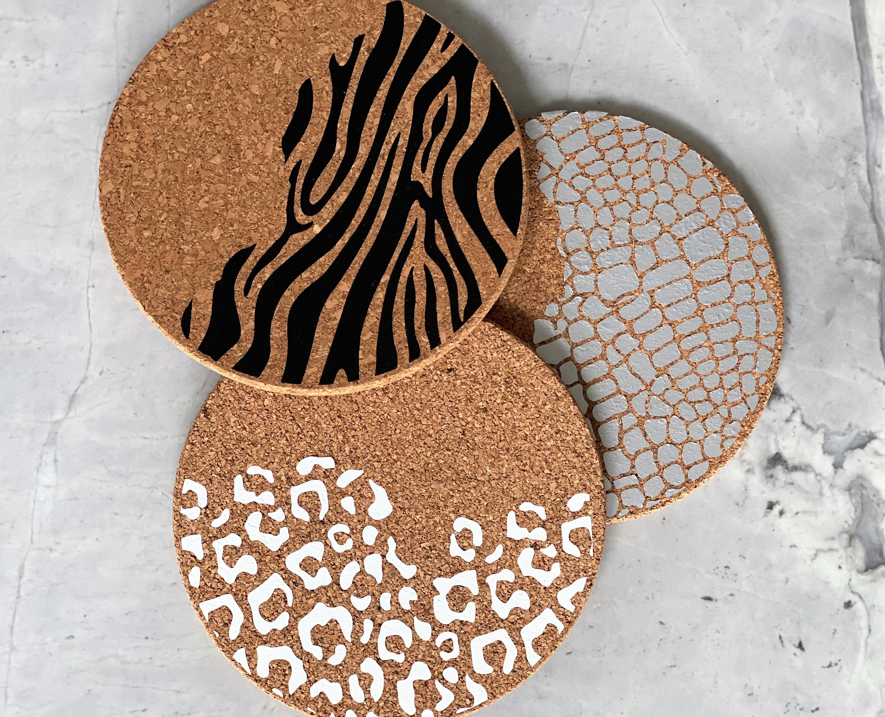 Animal Print Cork Trivet Set / Snake Cheetah Zebra Print | Etsy
