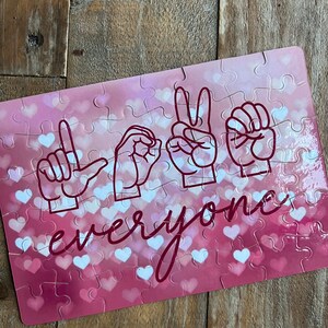 Sign Language Puzzle / ASL Valentines Day Gift / Sign Language Love ...