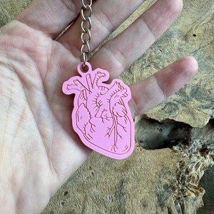 Anatomical Heart Keychain / Engraved Human Heart Keychain / Acrylic ...