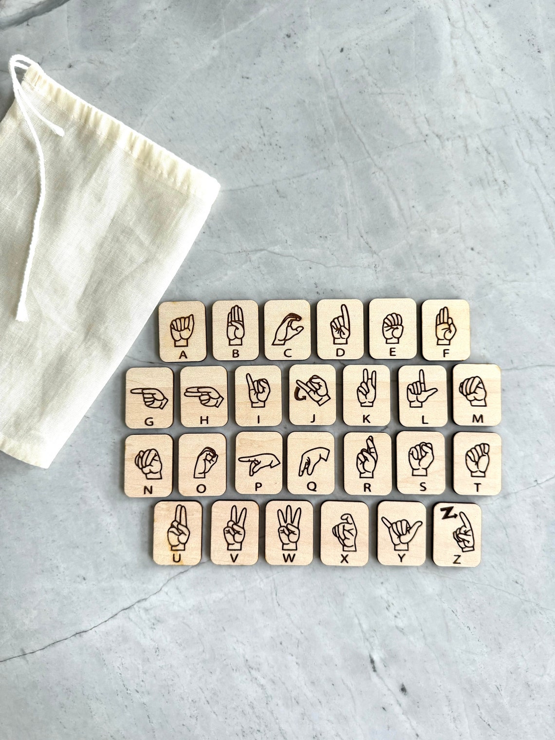 Wood Sign Language Puzzle / ASL Alphabet Puzzle / Montessori Alphabet ...