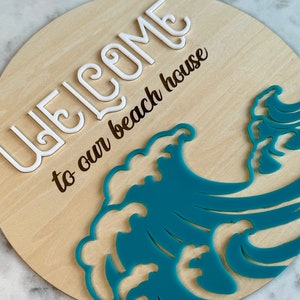 Beach House Welcome Sign / Ocean Wave Door Sign / Coastal Decor / Beach ...