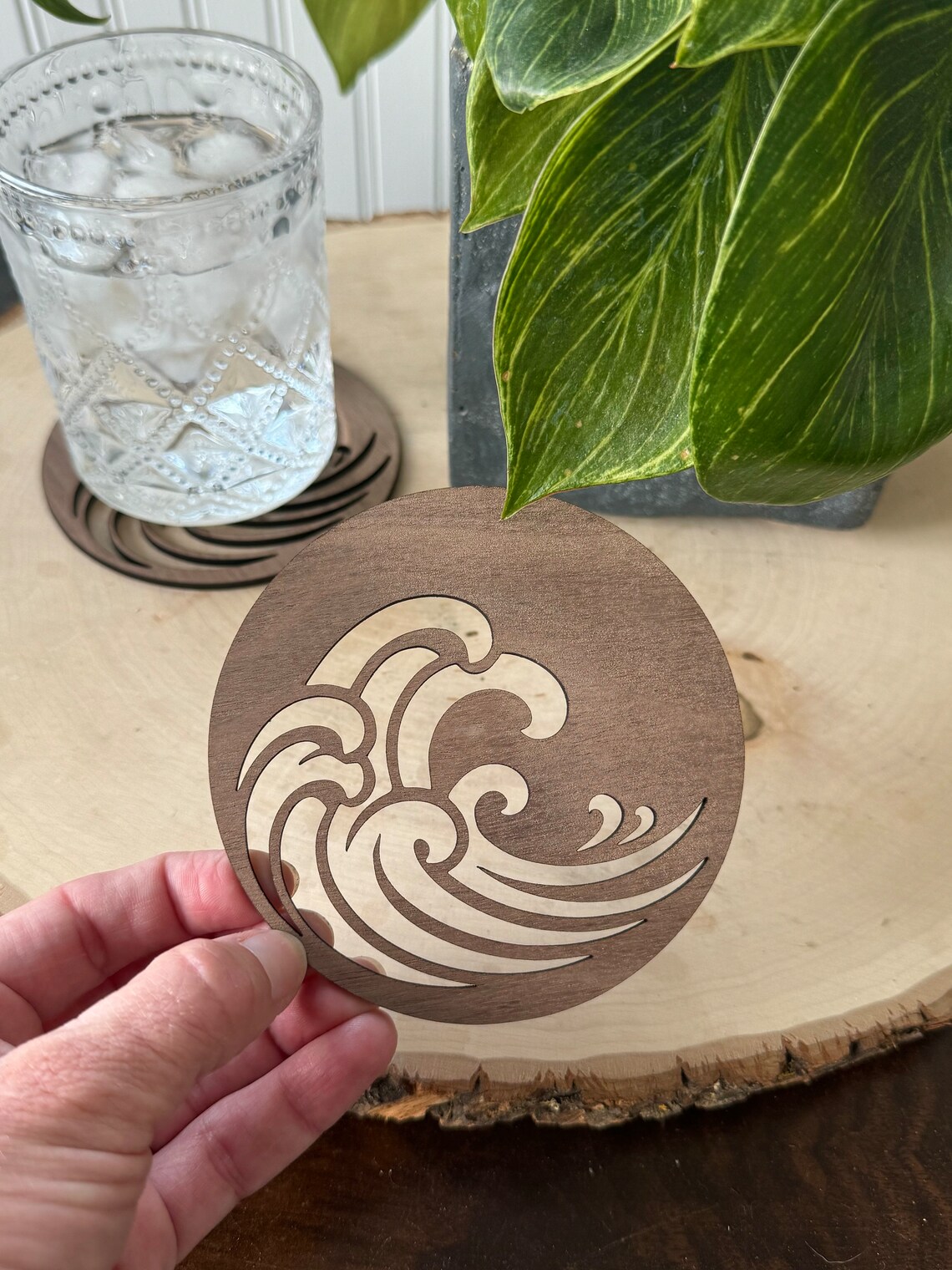 Ocean Wave Coaster Set / Beach Drink Coasters / Coastal Kitchen Decor ...