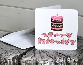 Sign Language Birthday Card / ASL Happy Birthday Card / Sign - Etsy
