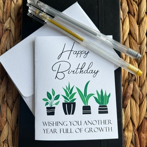 Happy Birthday Card / Birthday Plants Card / Another Year of Growth ...
