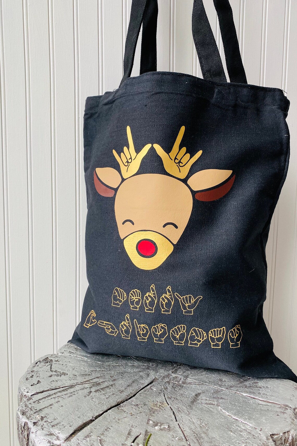 American Sign Language Tote Bag / ASL Christmas Bag / Reusable Shopping ...