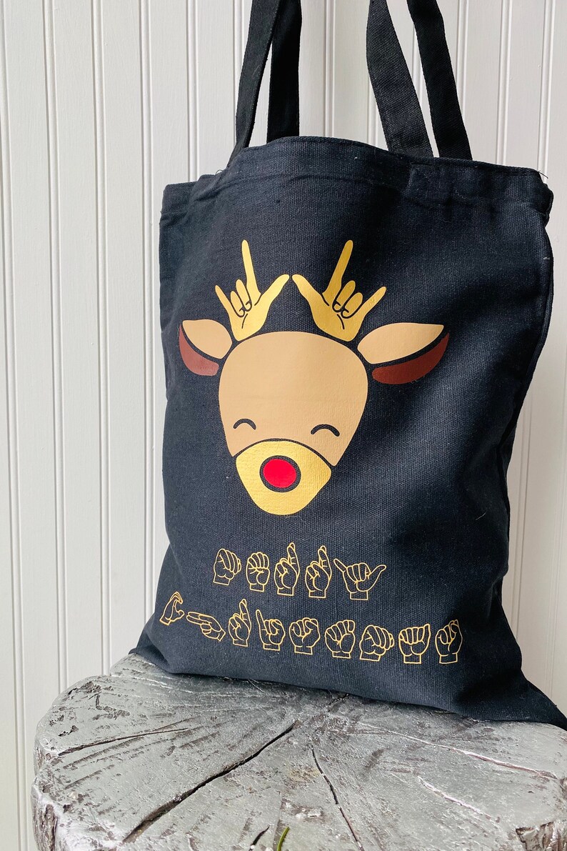 American Sign Language Tote Bag / ASL Christmas Bag / Reusable - Etsy