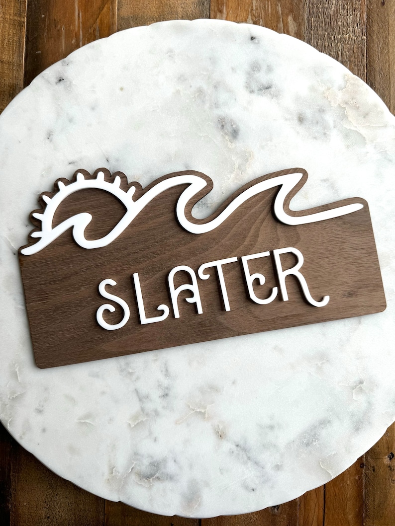Large Ocean Wave Name Sign / Personalized Baby Gift / Ocean Theme Sign ...