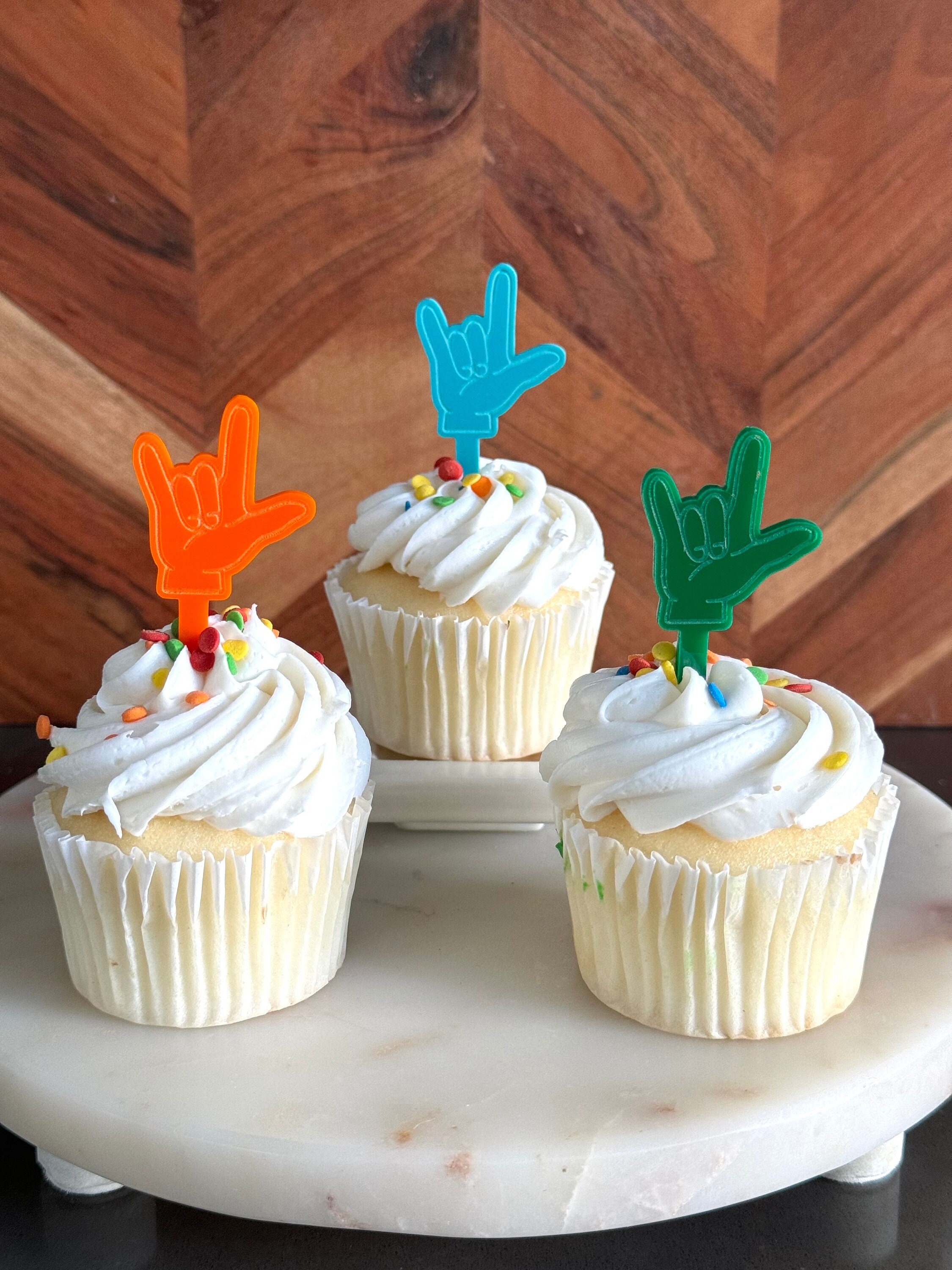 ASL Acrylic Cupcake Toppers / Sign Language I Love You Cake Topper ...