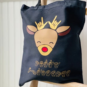 American Sign Language Tote Bag / ASL Christmas Bag / Reusable Shopping ...