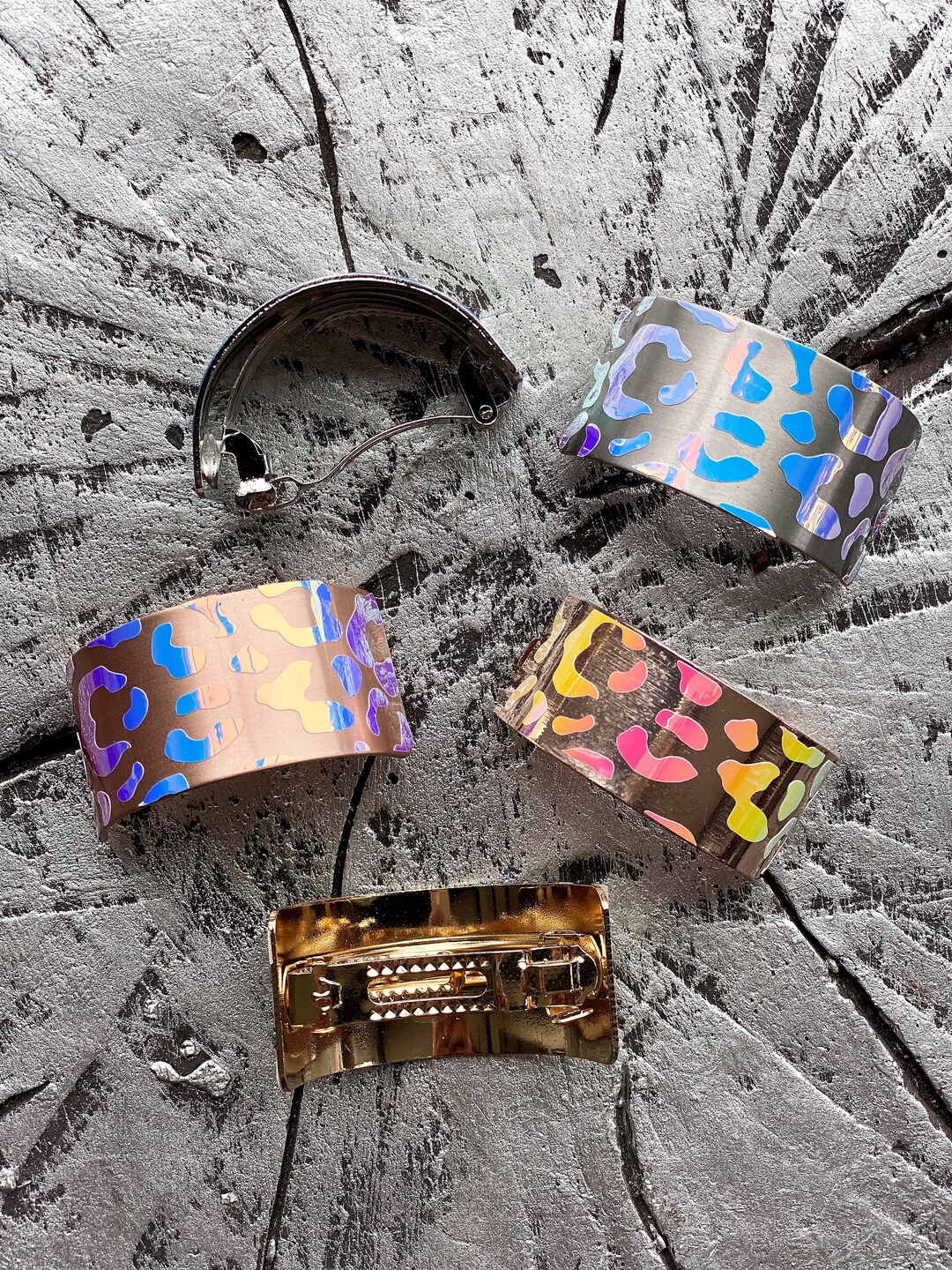 Gold Hair Barrette / Iridescent Hair Clip / Cheetah Hair Accessories ...
