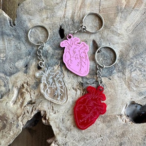 Anatomical Heart Keychain / Engraved Human Heart Keychain / Acrylic ...