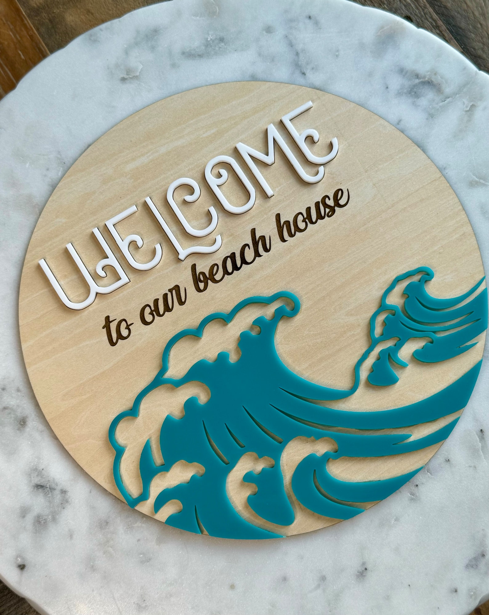 Beach House Welcome Sign / Ocean Wave Door Sign / Coastal Decor / Beach ...