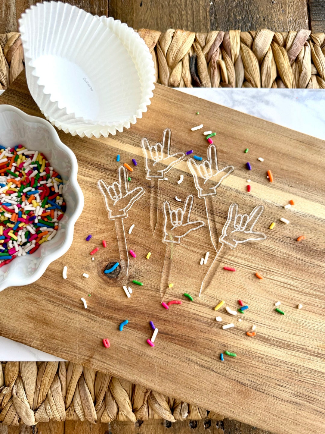 ASL Acrylic Cupcake Toppers / Sign Language I Love You Cake Topper ...