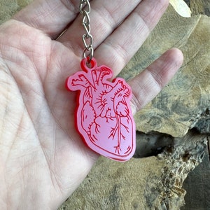 Anatomical Heart Keychain / Engraved Human Heart Keychain / Acrylic ...