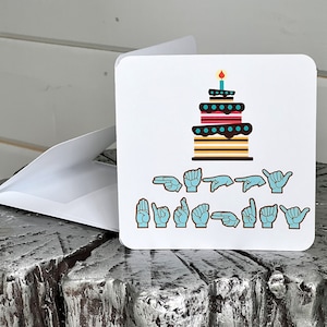Sign Language Birthday Card / ASL Happy Birthday Card / Sign Language ...