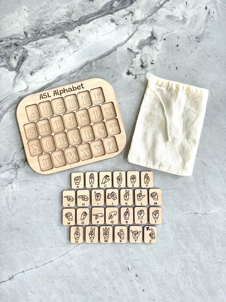 Wood Sign Language Puzzle / ASL Alphabet Puzzle / Montessori Alphabet ...