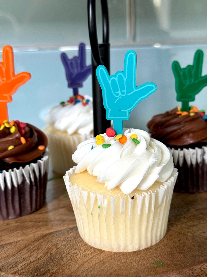 ASL Acrylic Cupcake Toppers / Sign Language I Love You Cake Topper ...
