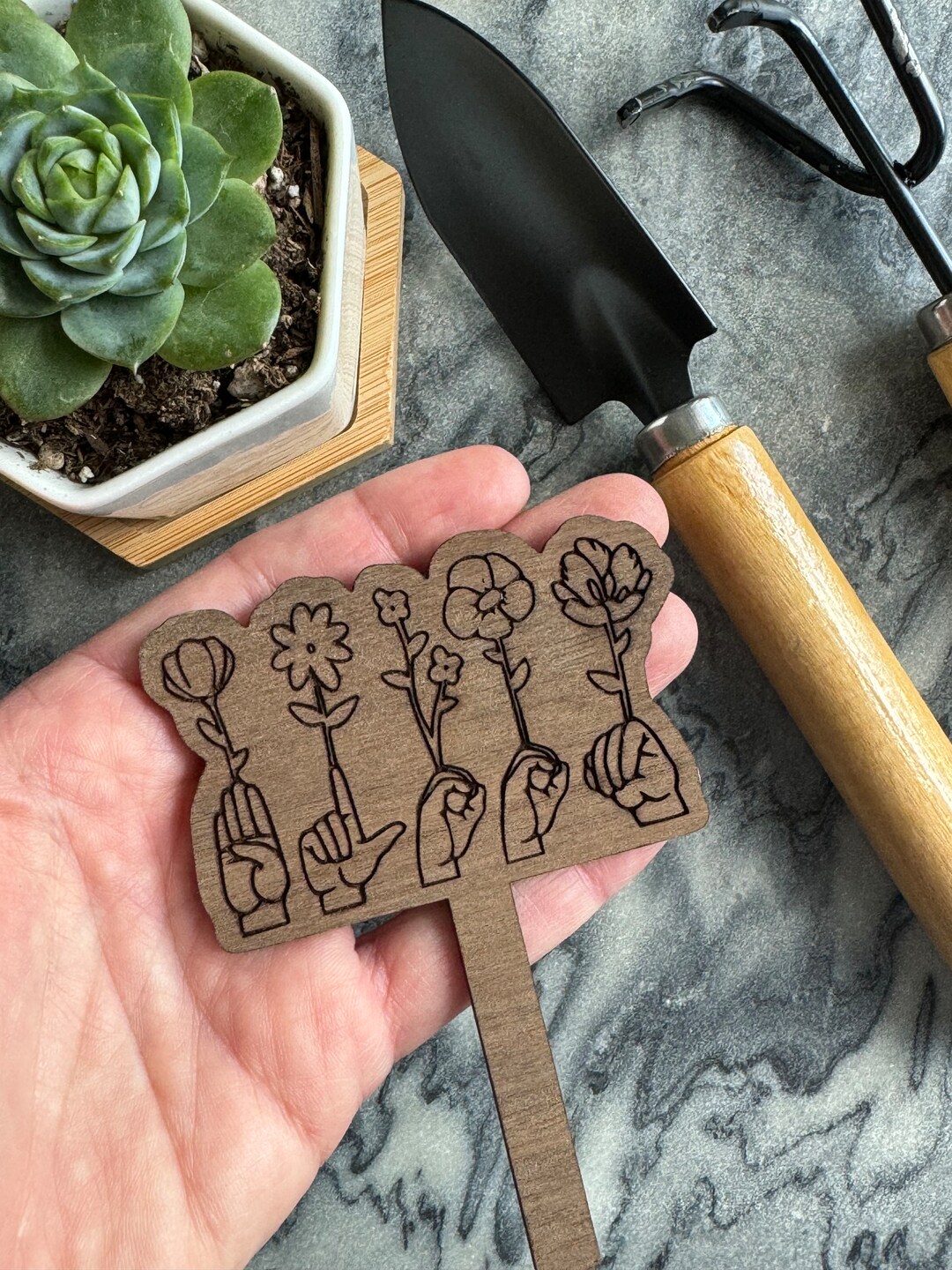 ASL Plant Stake / Sign Language Garden Marker for Indoor Plants / ASL ...