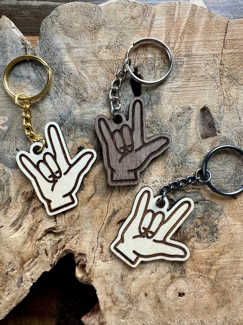 ASL I Love You Keychain / Sign Language Gift / Sign Language ILY Key ...