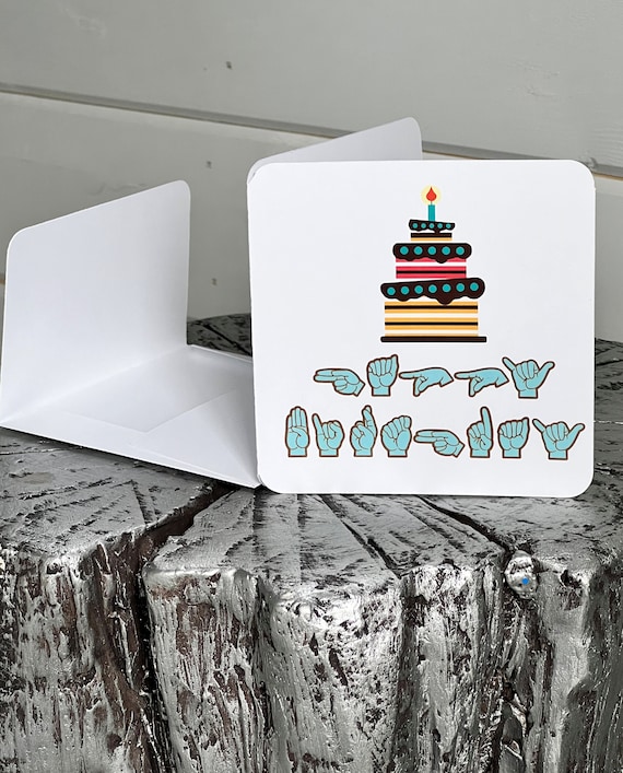 Sign Language Birthday Card / ASL Happy Birthday Card / Sign | Etsy