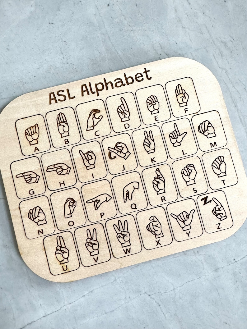 Wood Sign Language Puzzle / ASL Alphabet Puzzle / Montessori Alphabet ...