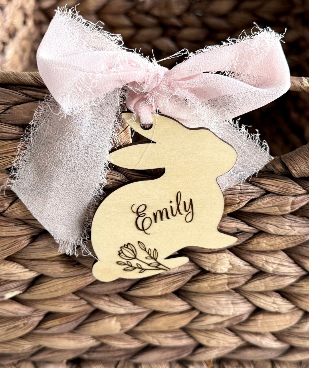 Personalized Easter Basket Name Tag / Custom Wood Bunny Basket Name ...