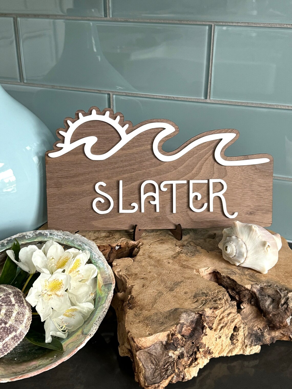 Large Ocean Wave Name Sign / Personalized Baby Gift / Ocean Theme Sign ...