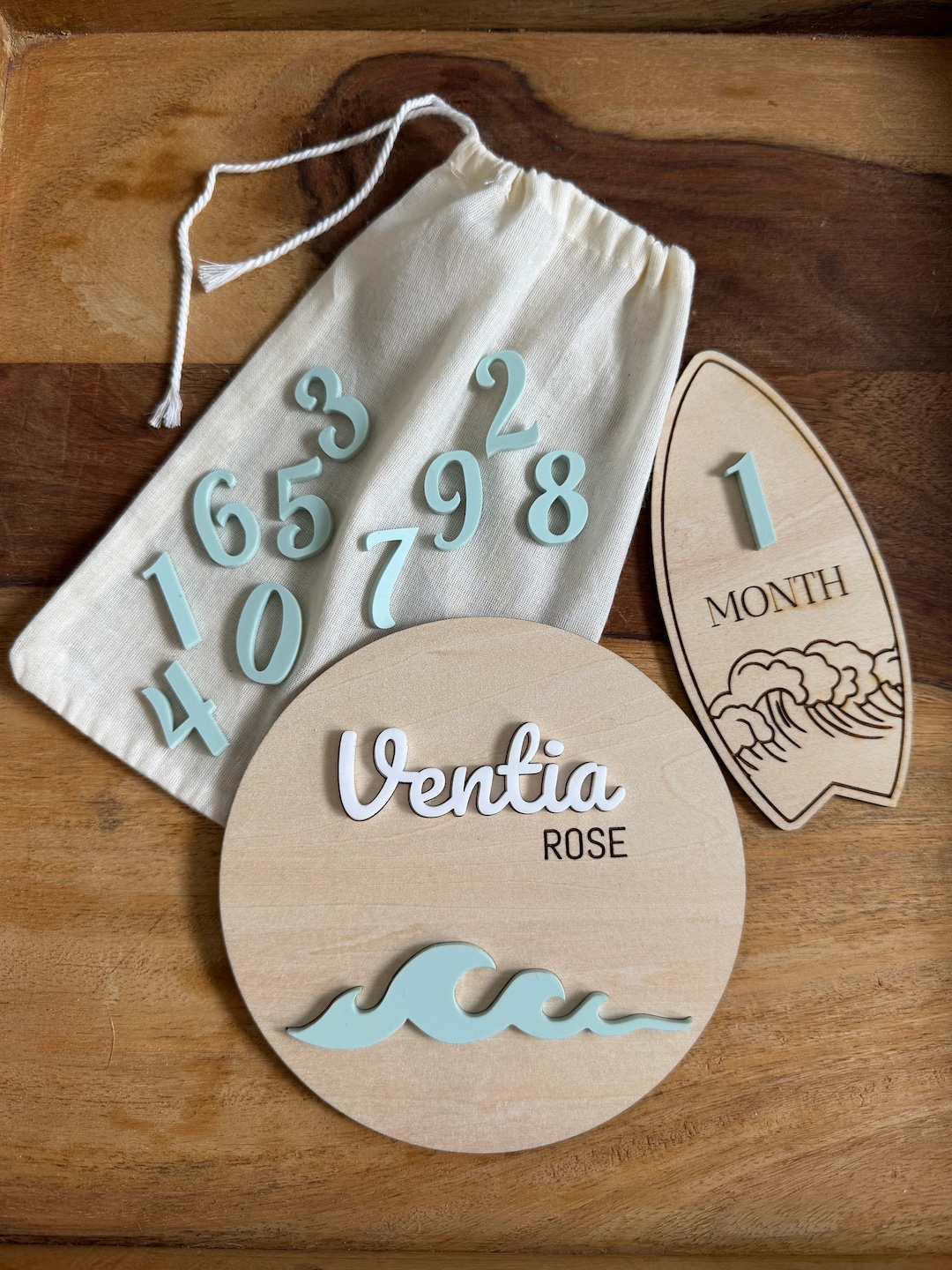 Ocean Birth Announcement and Surfboard Milestone Marker / Ocean Theme ...