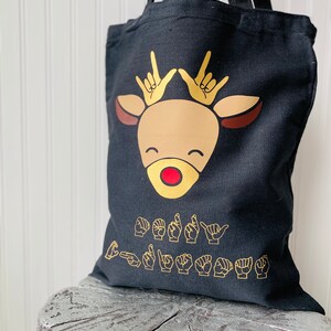 American Sign Language Tote Bag / ASL Christmas Bag / Reusable Shopping ...
