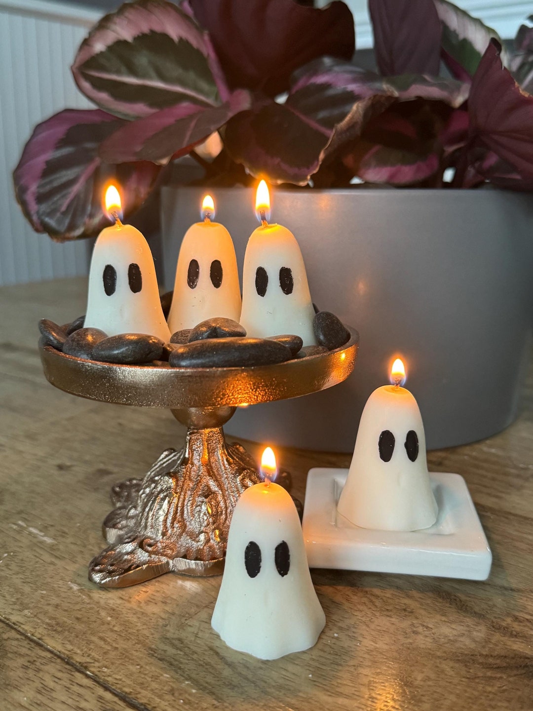 White Ghost Candle Set / Halloween Decor / Soy Wax Candles / Spooky ...