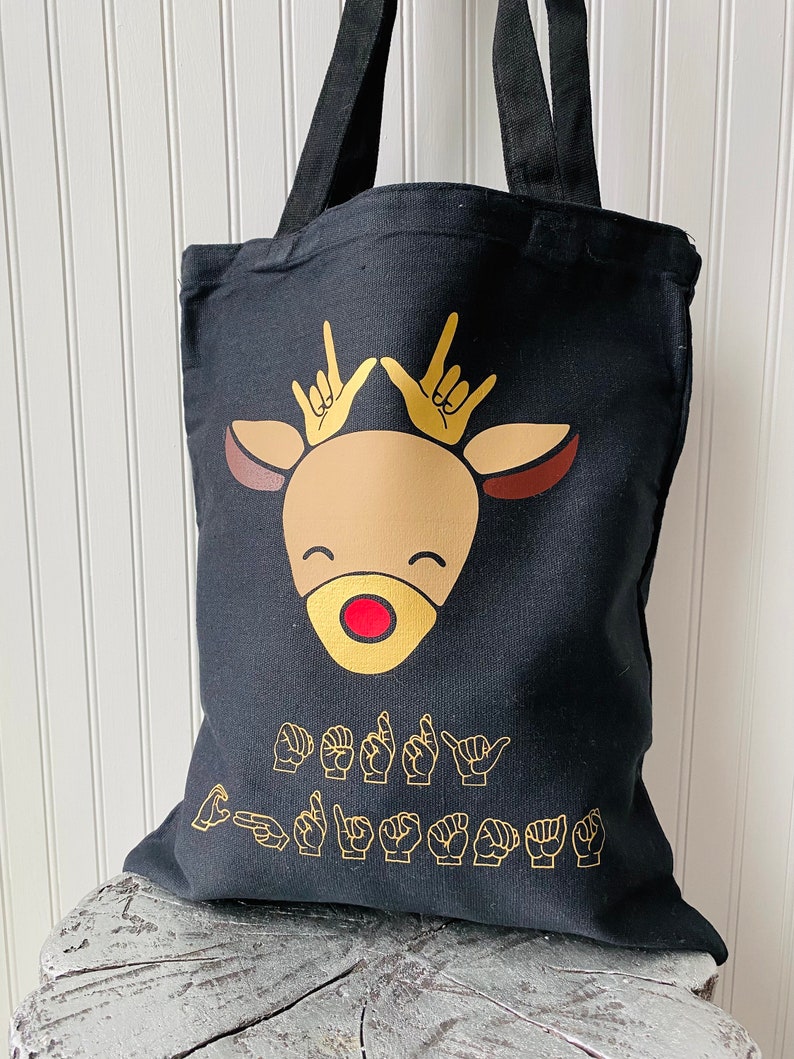 American Sign Language Tote Bag / ASL Christmas Bag / Reusable - Etsy