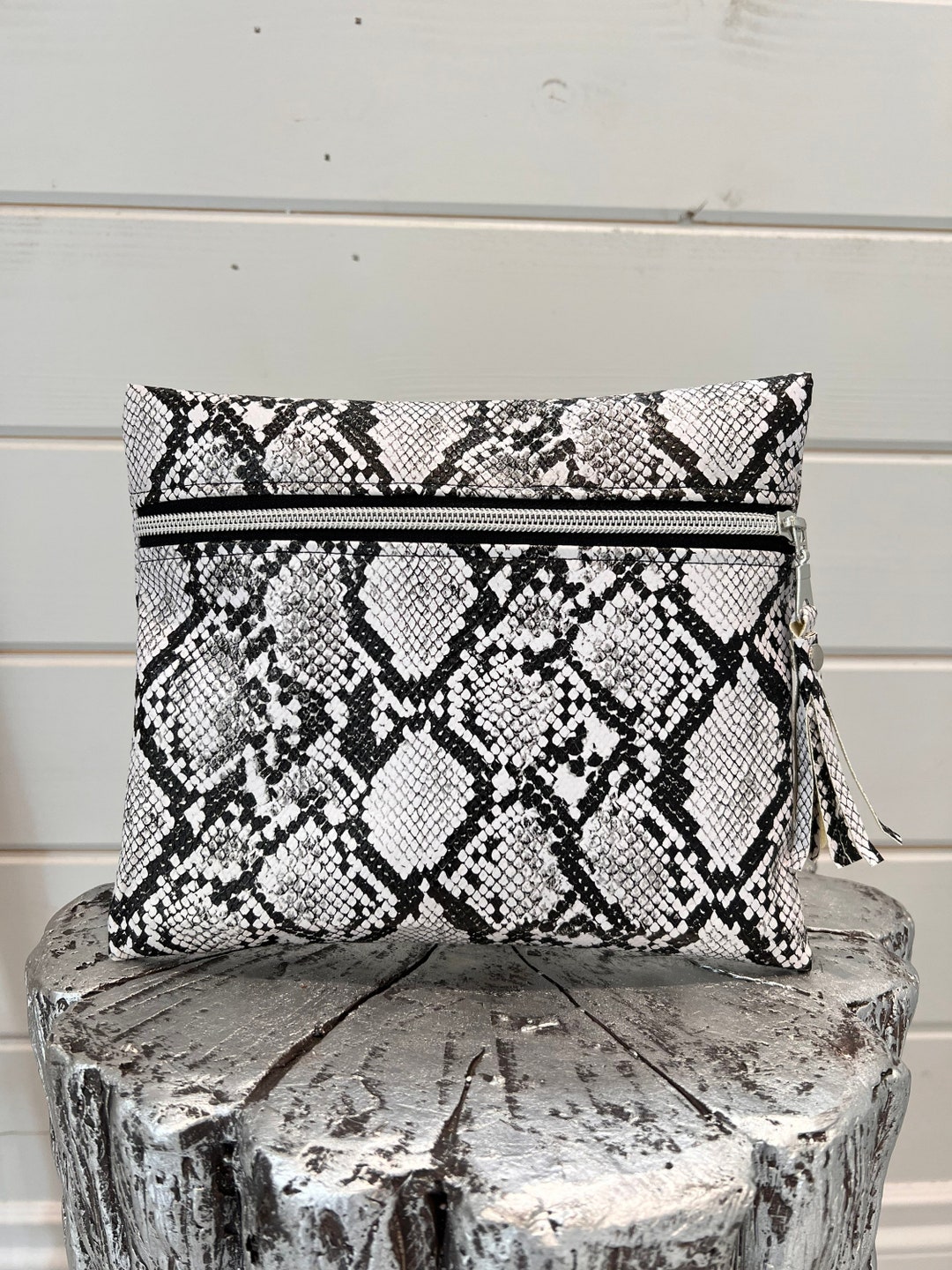 Faux Leather Snakeskin Cosmetic Bag / Python Make-up Pouch / Snakes ...