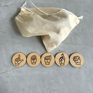 ASL Sign Language Discs / Wood ASL Alphabet Tokens / Montessori ...