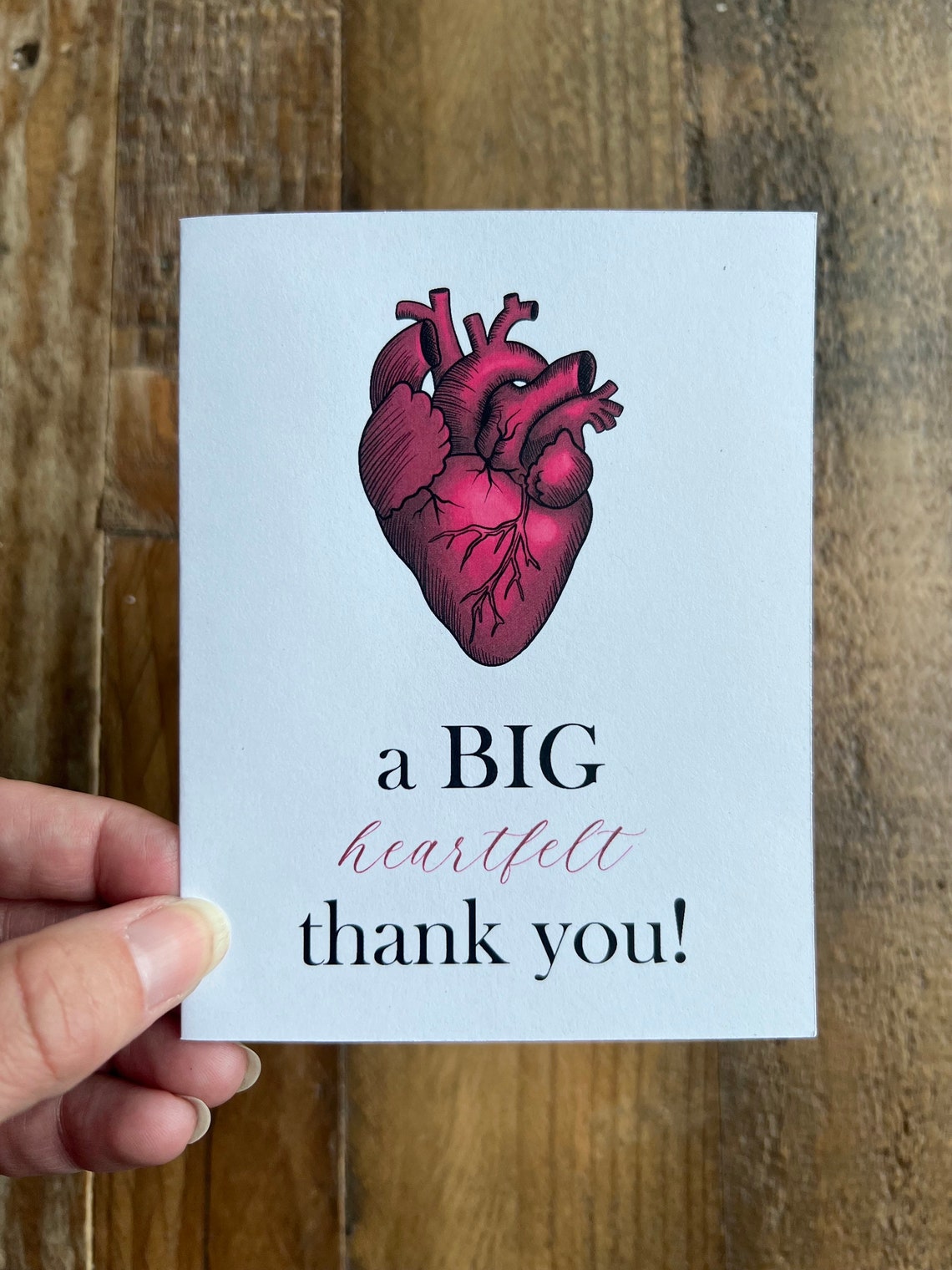 Anatomical Heart Card / Human Heart Thank You Note / Card for ...