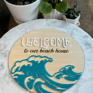 Beach House Welcome Sign / Ocean Wave Door Sign / Coastal Decor / Beach ...