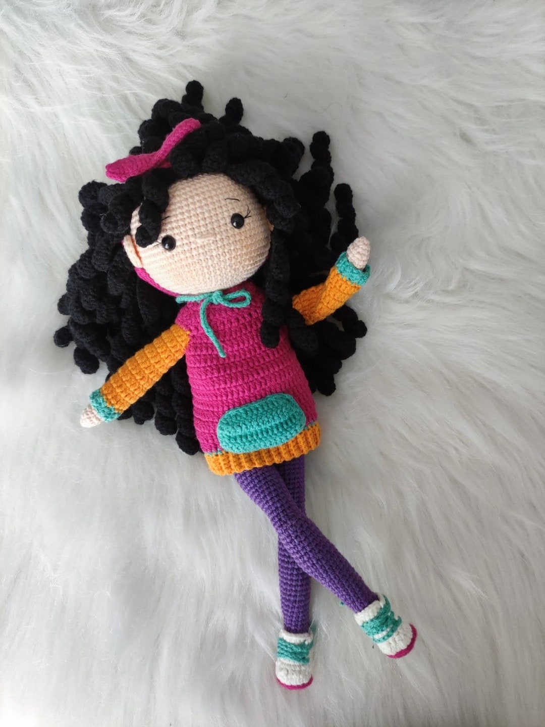 Black Curly Hair Doll, Princess Doll for Little Girls, Handmade ...