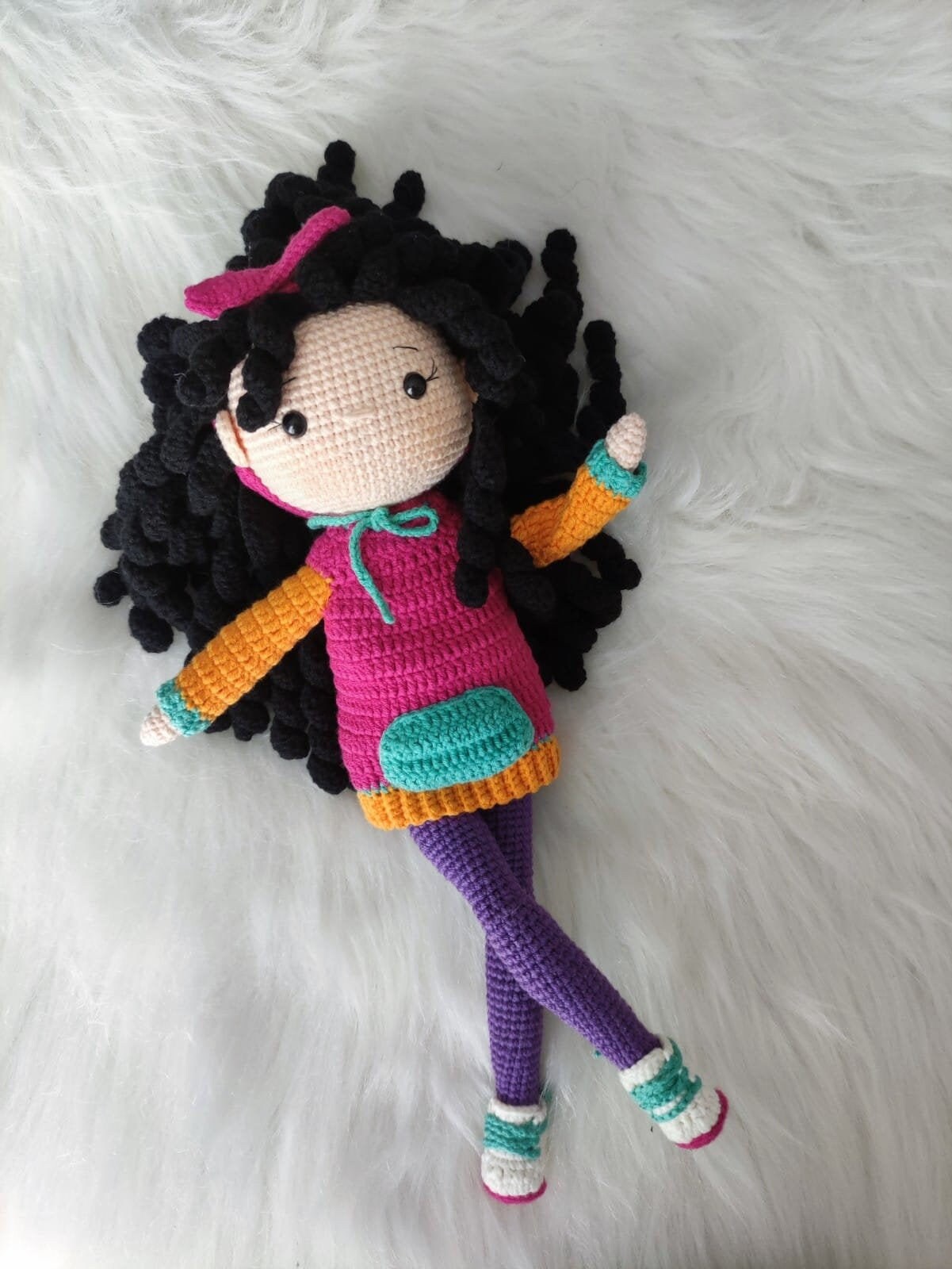 Black Curly Hair Doll, Princess Doll for Little Girls, Handmade ...