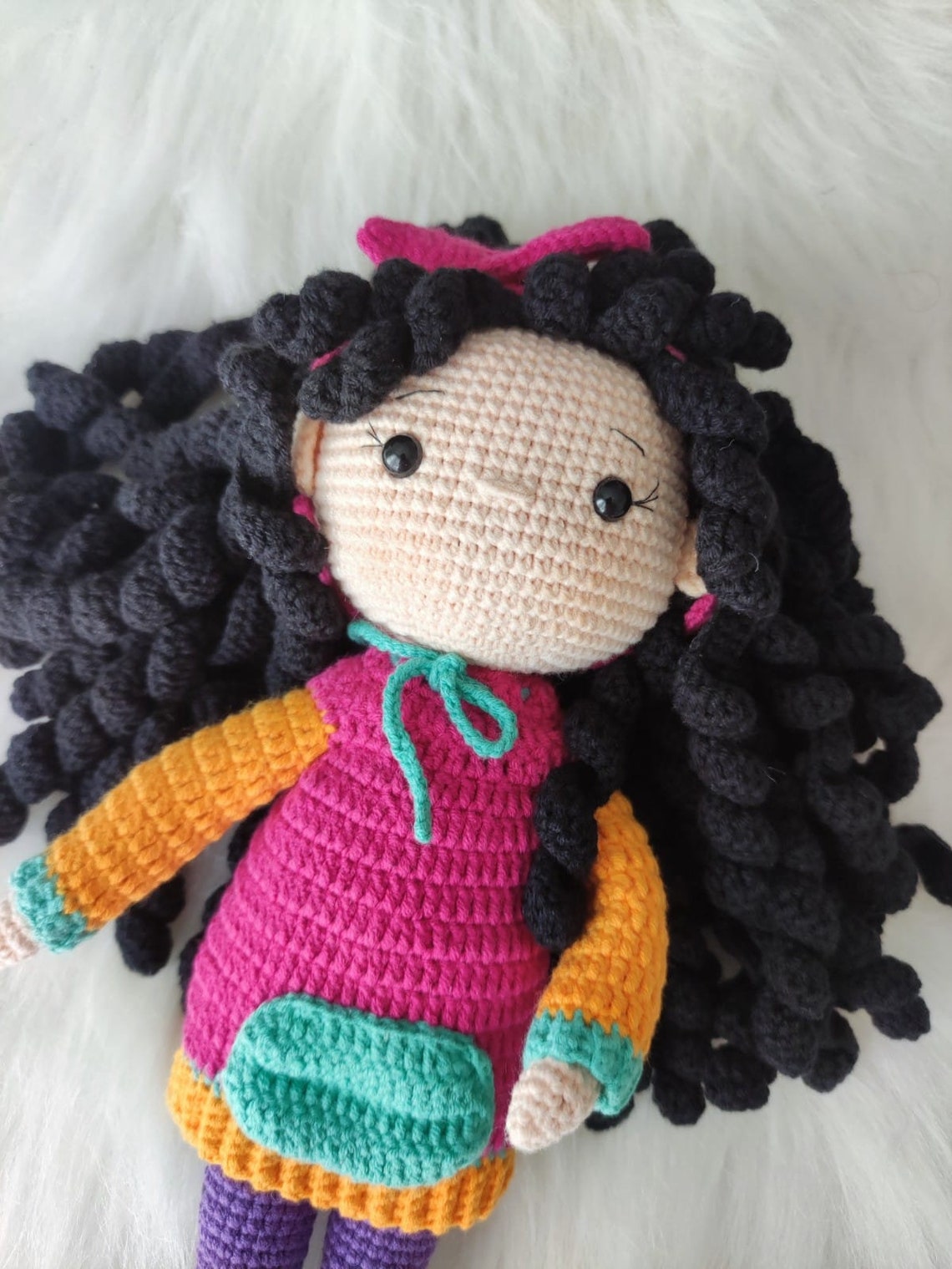Black Curly Hair Doll, Princess Doll for Little Girls, Handmade ...