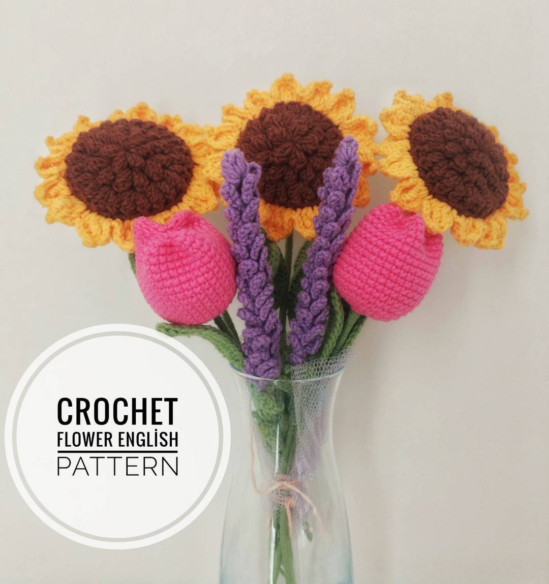 Crochet Flower Bouquet Pattern, Mixed Flower Pattern, Amigurumi ...