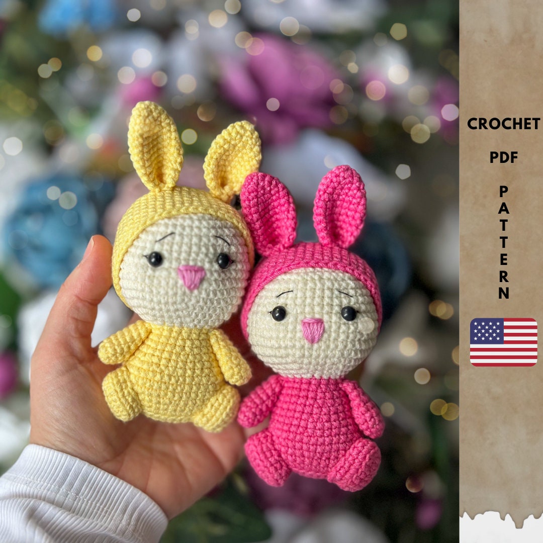 Crochet Bunny Keychain Pattern, Amigurumi Little Easter Rabbit Pattern ...