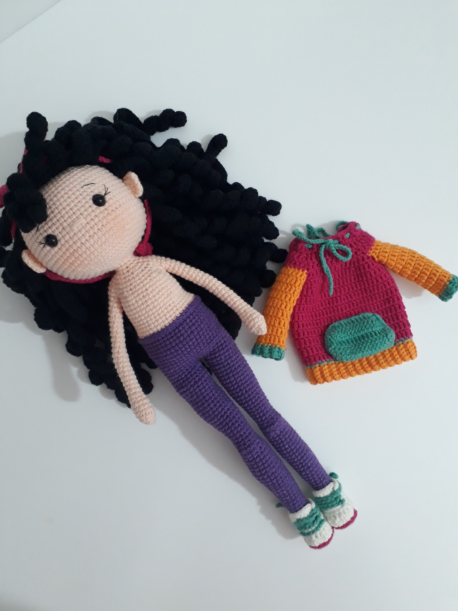 Black Curly Hair Doll, Princess Doll for Little Girls, Handmade ...