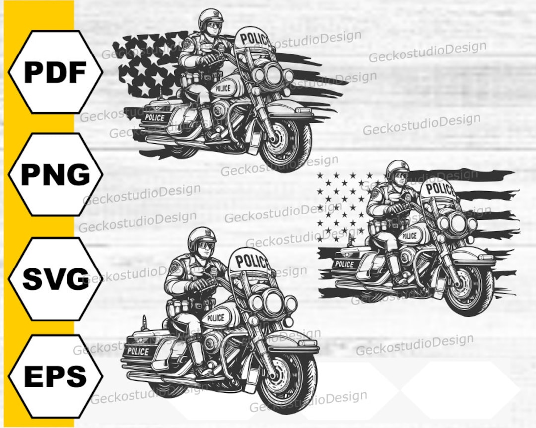 Police Biker Svg. Police Motorcycle Svg. Riding Police Svg. American ...