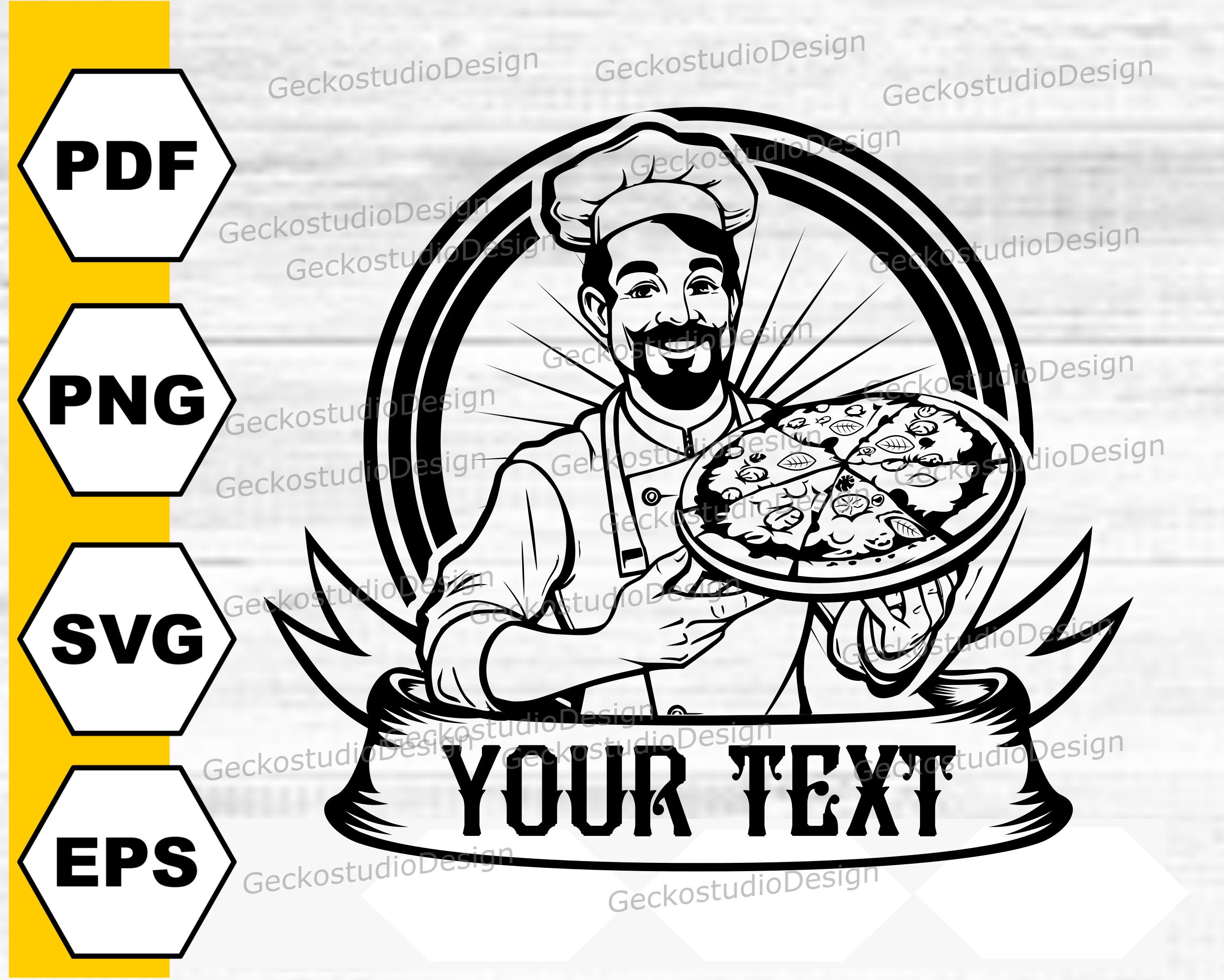 Pizza Chef svg. Koch Logo svg. Pizza Chef Silhouette geschnitten ...