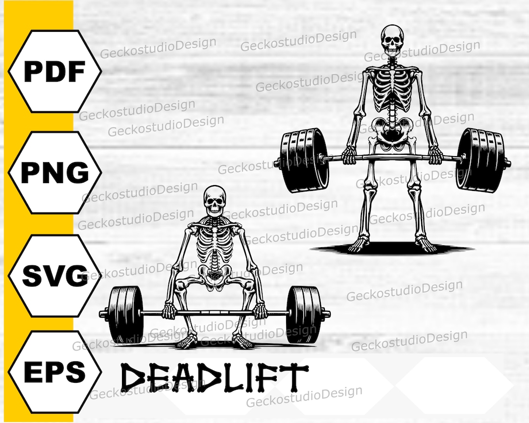 Wigh Lifter Skull Svg. Skeleton Weight Lifting Silhouette. Deadlift ...