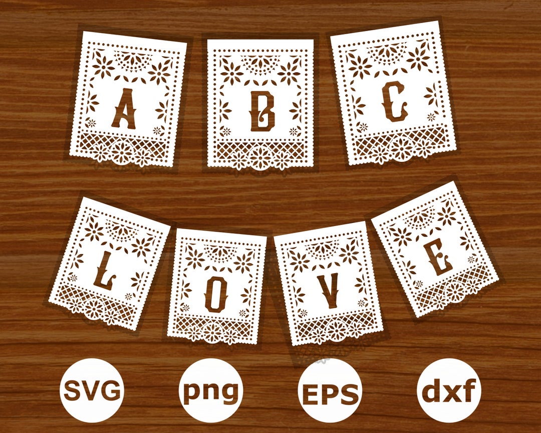 Papel Picado Svg. Papel Picado Cut Files. White and Black Alphabet ...