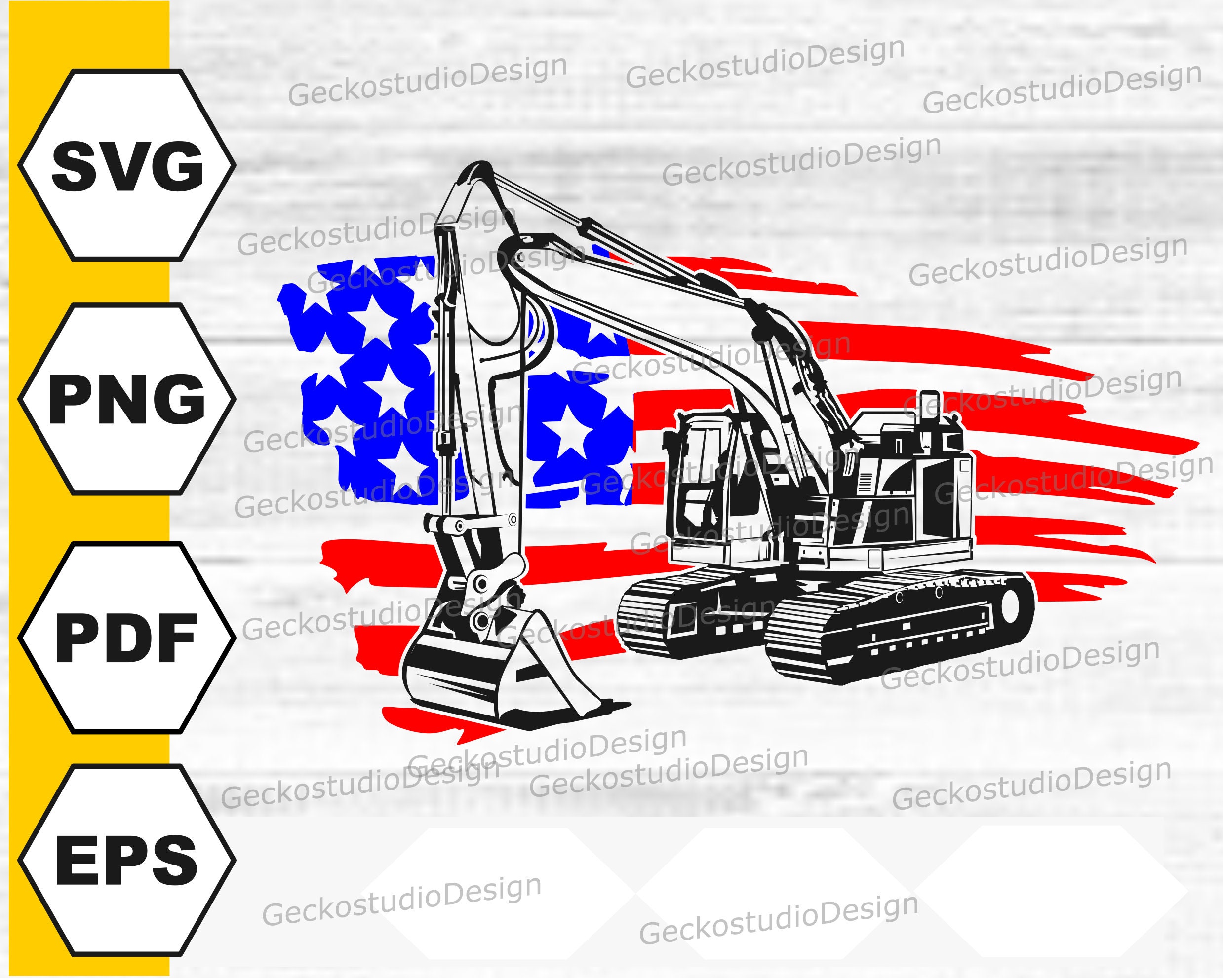 US Excavator Svg. Excavator Png. Heavy Equipment Svg, Construction Svg ...