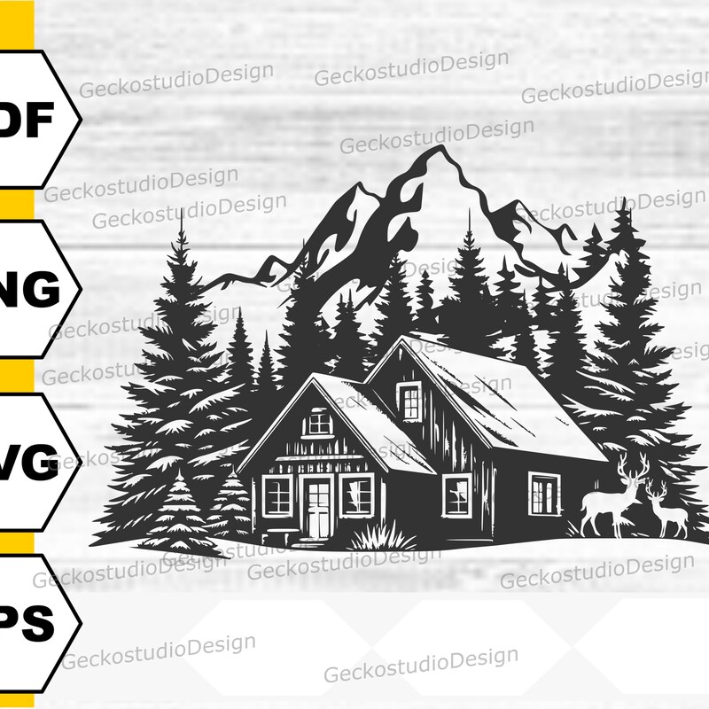 Winter Cabin Silhouette - Etsy